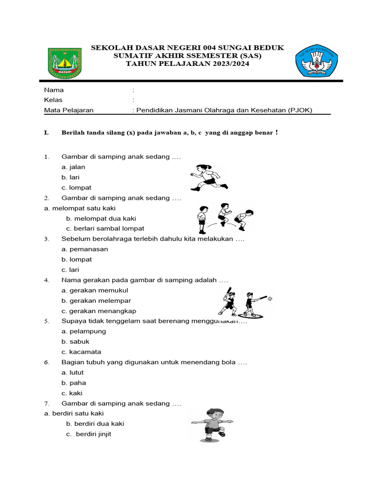 Soal SAS GENAP PJOK | PDF