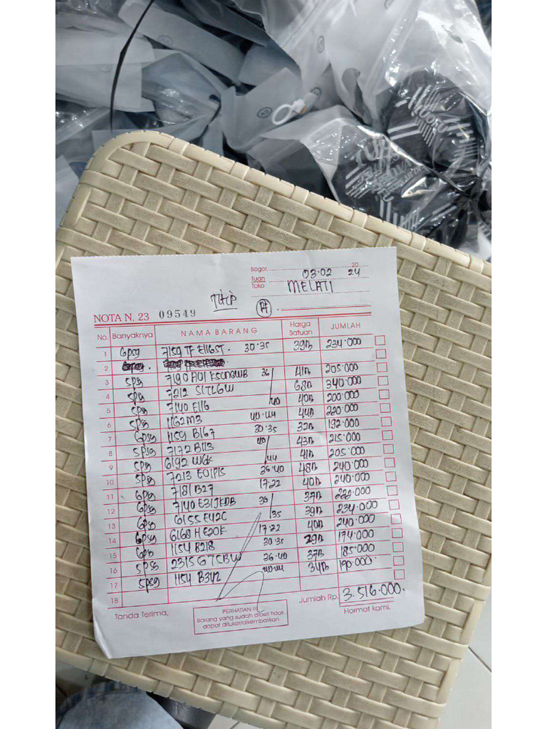 Nota Belanja Di Bogor - 03 Februari 2024 | PDF