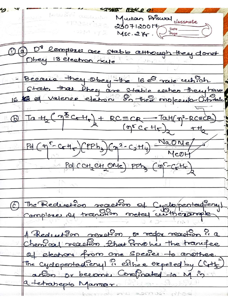 Organometallics Assignment - Compressed | PDF
