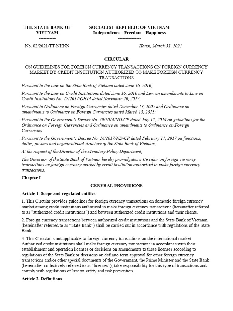 02 2021 TT-NHNN English | PDF | Foreign Exchange Market | Swap (Finance)