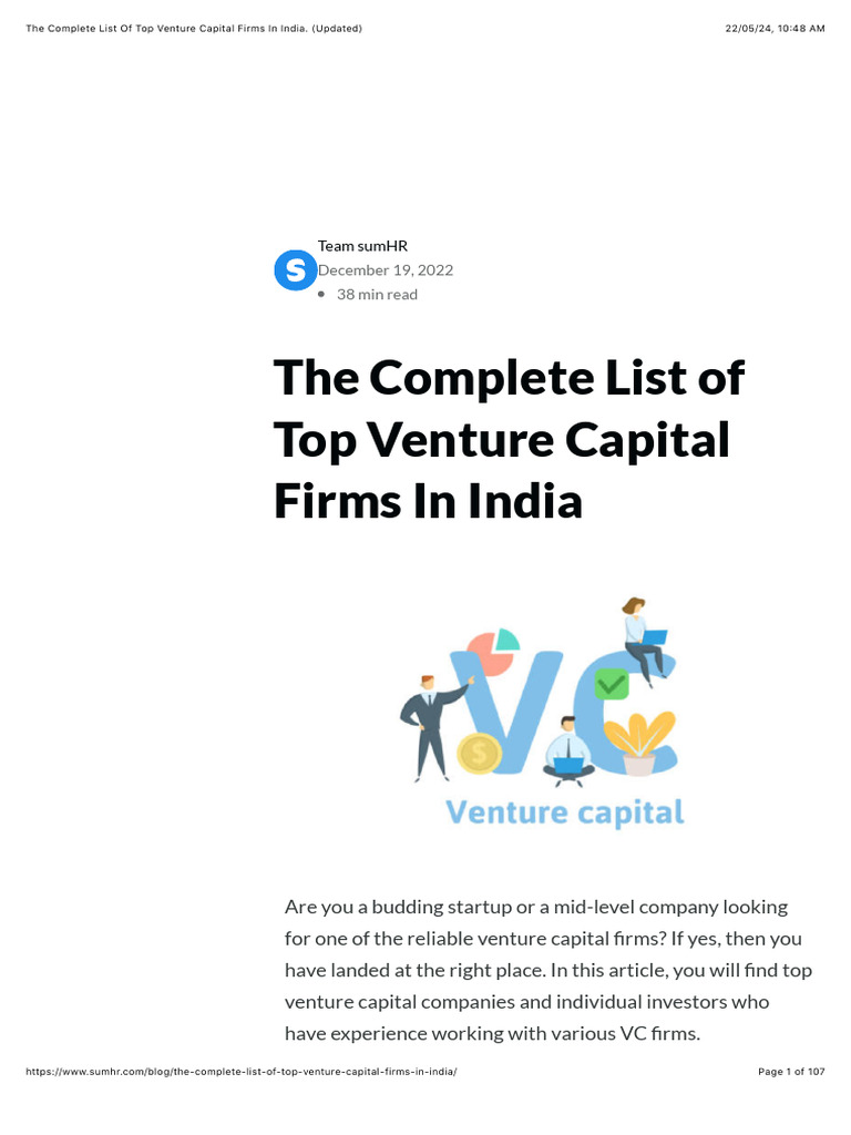 The Complete List of Top Venture Capital Firms in India. (Updated ...
