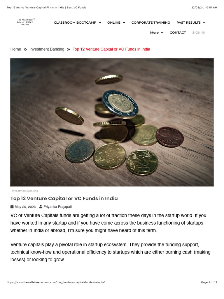 Top 12 Active Venture Capital Firms in India - Best VC Funds | PDF | Venture Capital | Corporate ...