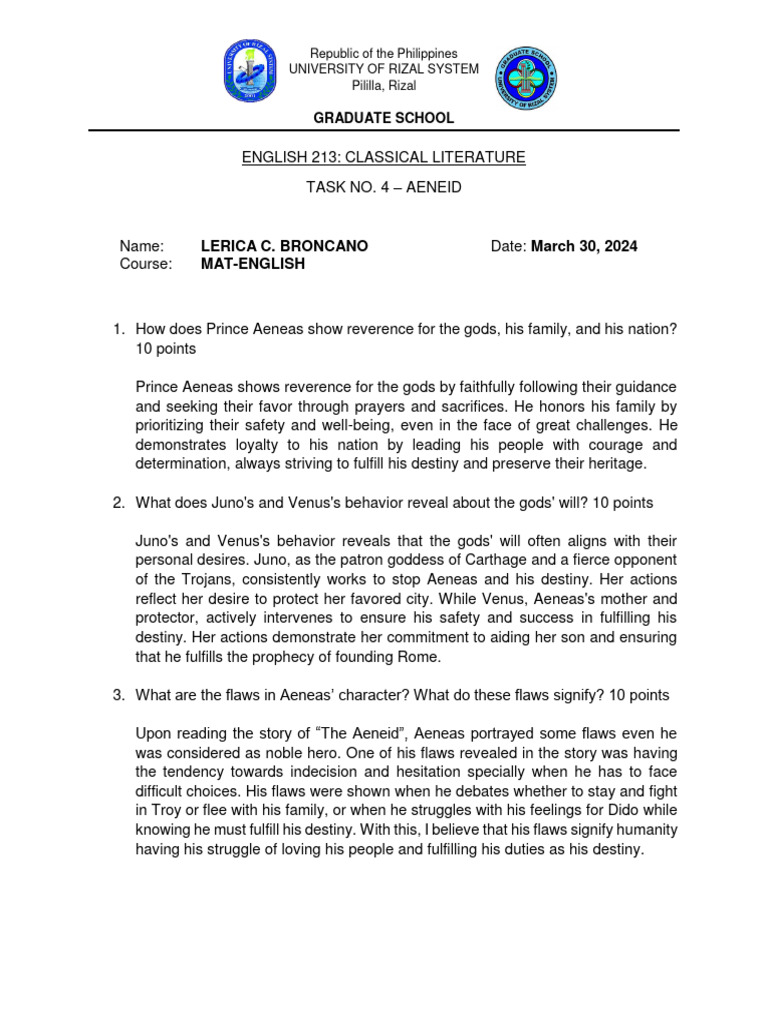 ENG213 - Task 4 Aeneid | Download Free PDF | Aeneid | Aeneas ENG213 - Task 4 Aeneid | Download Free PDF | Aeneid | Aeneas