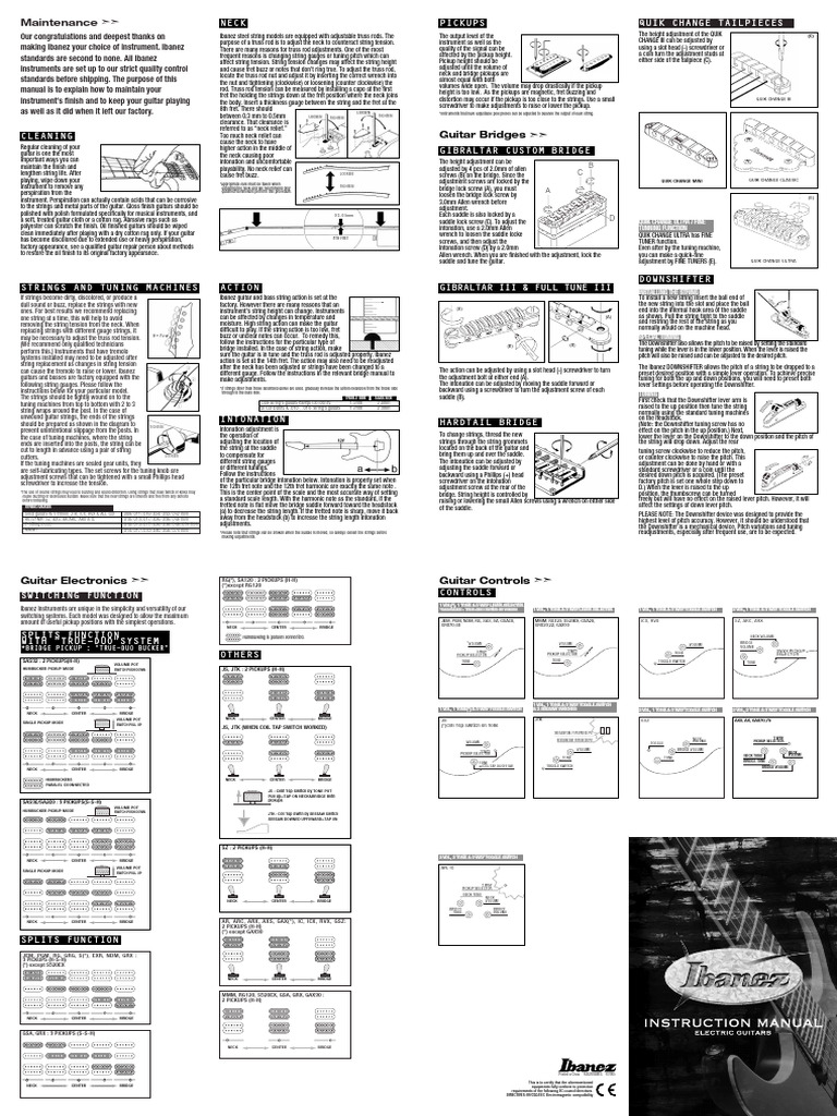 Ibanez Guitar Manual | PDF | Guitars | Guitar Family Instruments