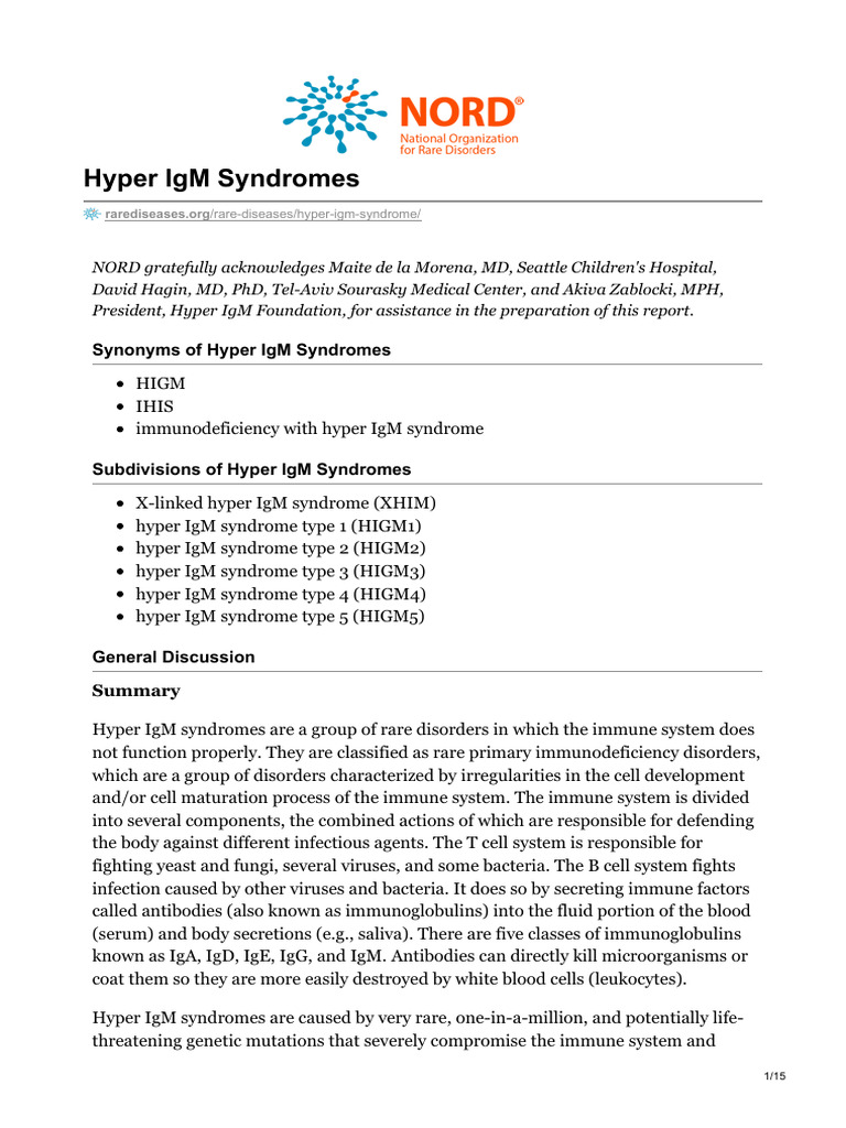 Hyper IgM Syndromes | PDF | Antibody | Genetic Disorder