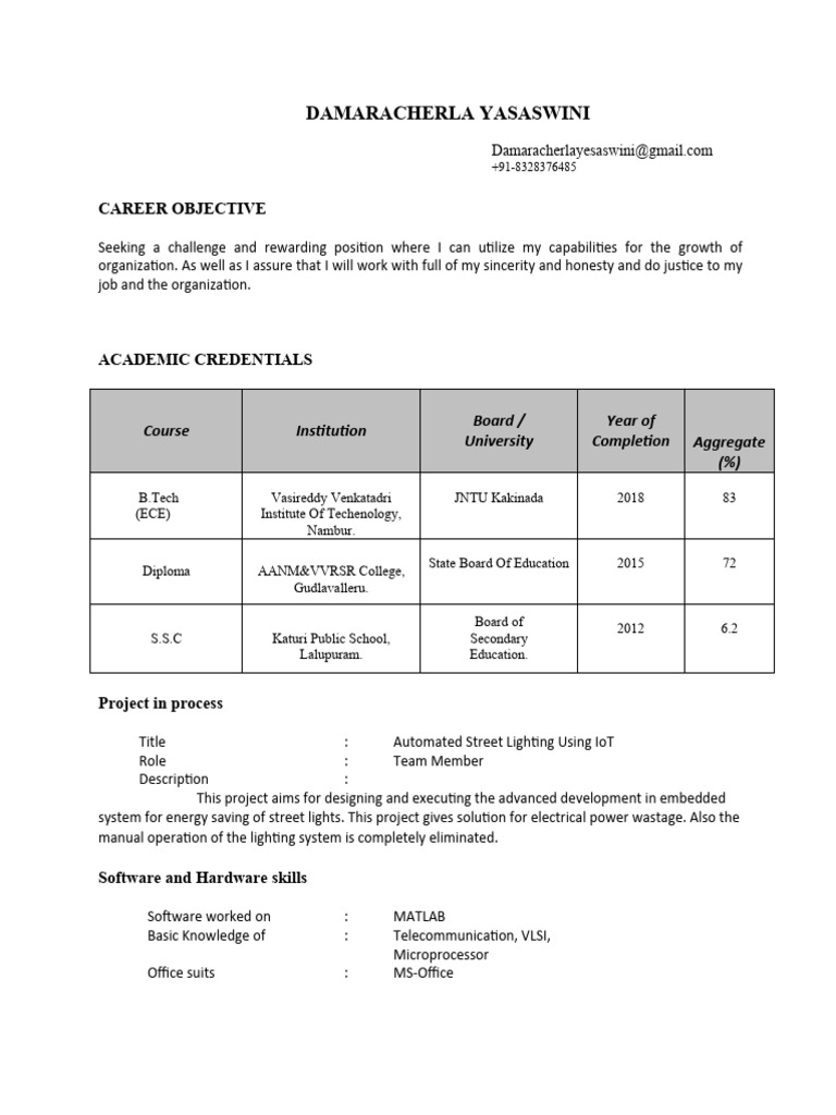 Yashu Resume | PDF | Computing | Engineering