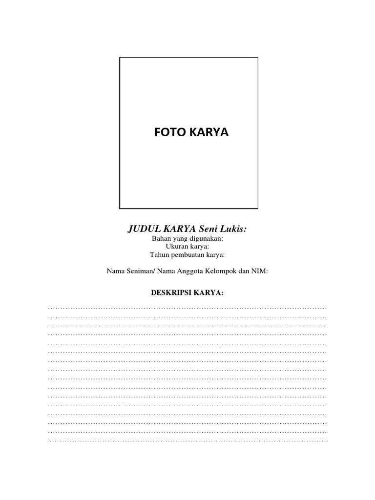 Format Deskripsi Karya Tugas Project Seni Lukis, Komik, Craft Dan Wayang Kardus | PDF | Griya ...