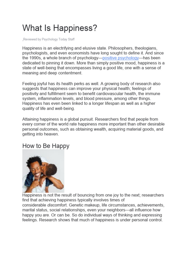What Is Happiness | PDF | Happiness | Positive Psychology