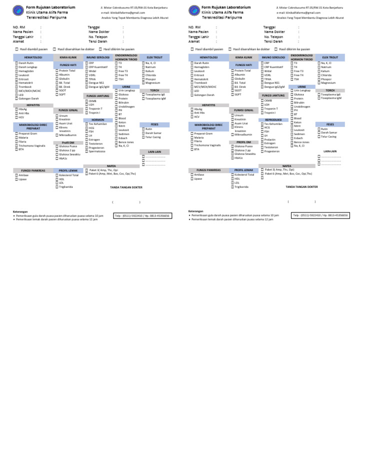 Form Rujukan Lab New | PDF