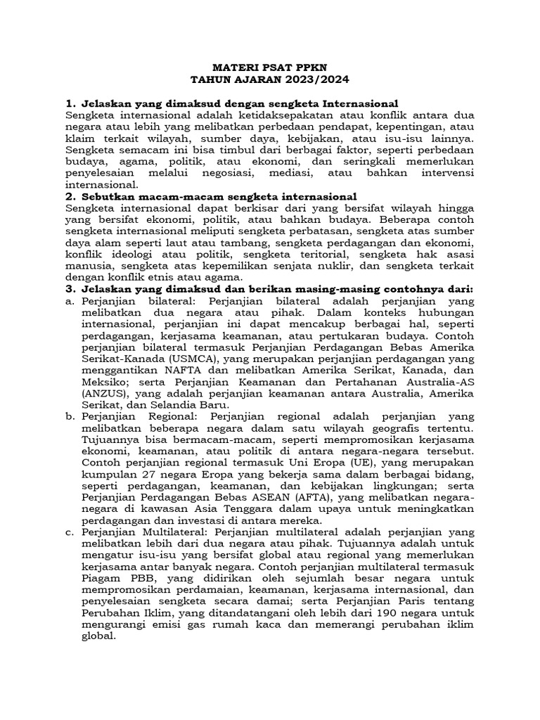 Sengketa Internasional dan Perjanjian 2023 | PDF | Politik