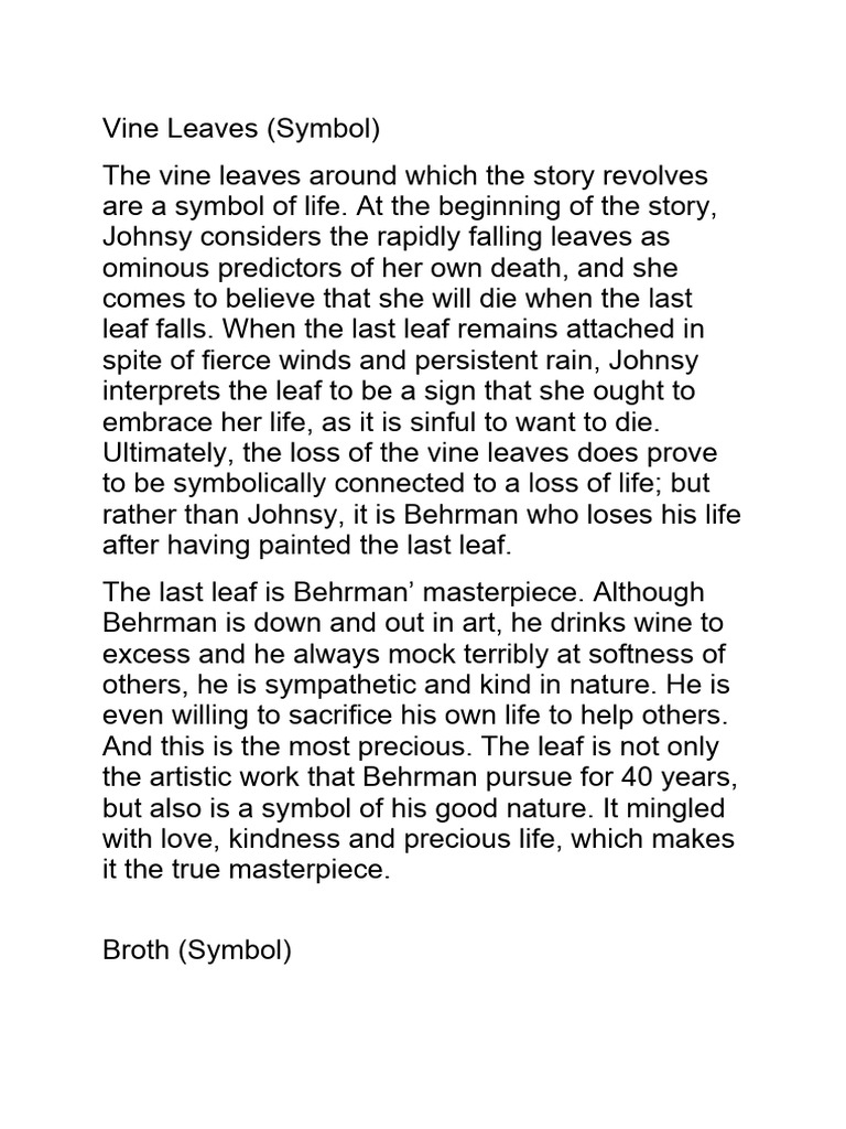 Symbolism of Vine Leaves and Broth | PDF | Classics | General Fiction