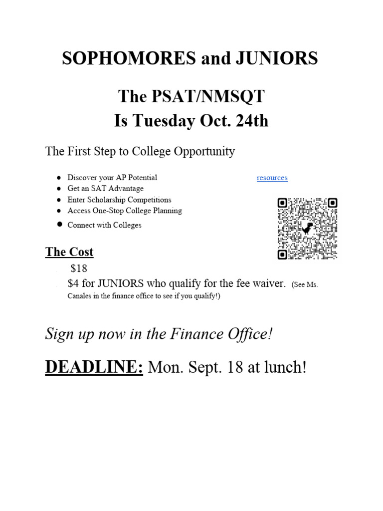 PSAT NMSQT Poster 2023 | PDF | Career & Growth | Finance & Money Management