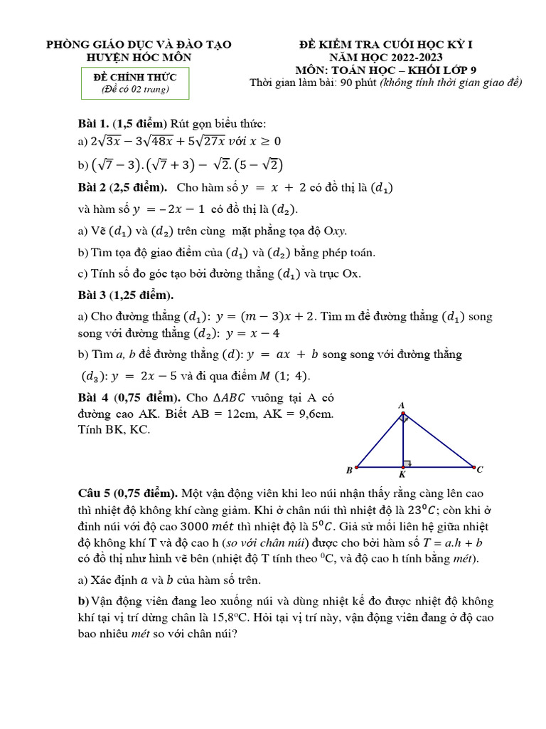 De Cuoi Hoc Ky 1 Toan 9 Nam 2022 2023 Phong Gddt Hoc Mon Tp Hcm Pdf