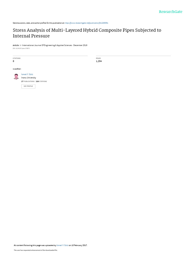 Stress Analysis of Multi-Layered Hybrid Composite Pipes Subjected To ...
