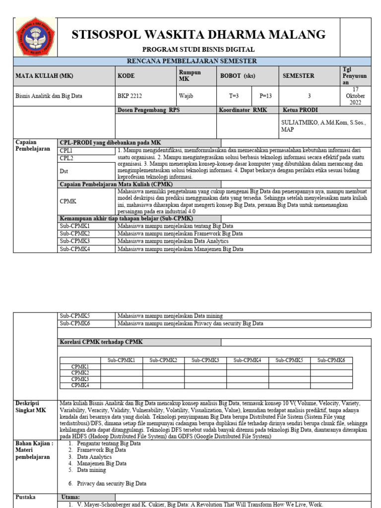 RPS Bisnis Analitik & Big Data | PDF