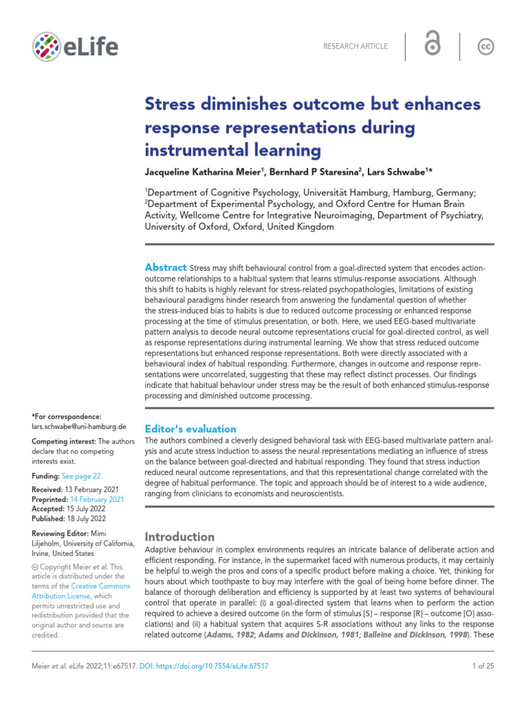 Elife 67517 v2 | PDF | Learning | Behavioural Sciences