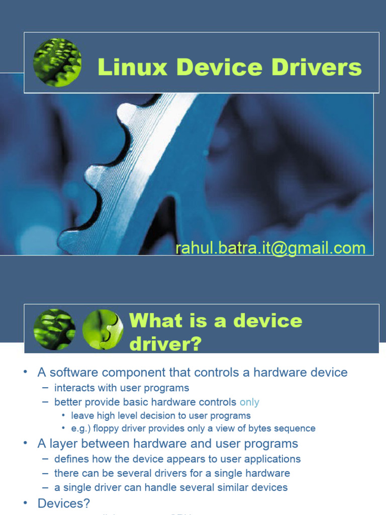 Linux Device Driver Basics | PDF | Kernel (Operating System) | Device Driver