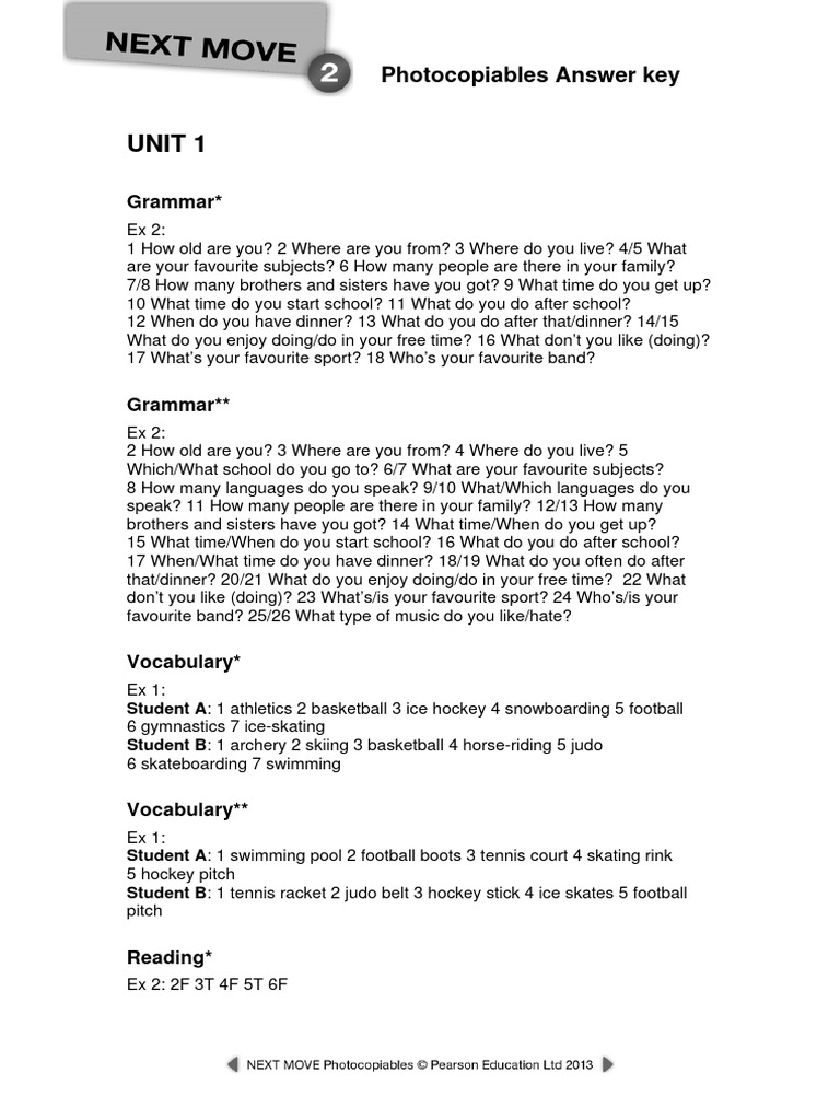 Answer Key for Photocopiables | PDF