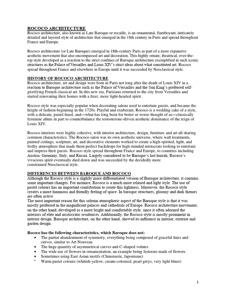 Rococo Architecture | PDF | Baroque | Architectural Design