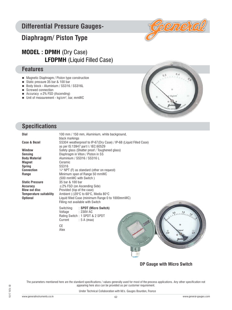 Differential Pressure Gauges | PDF | Pressure Measurement | Pressure