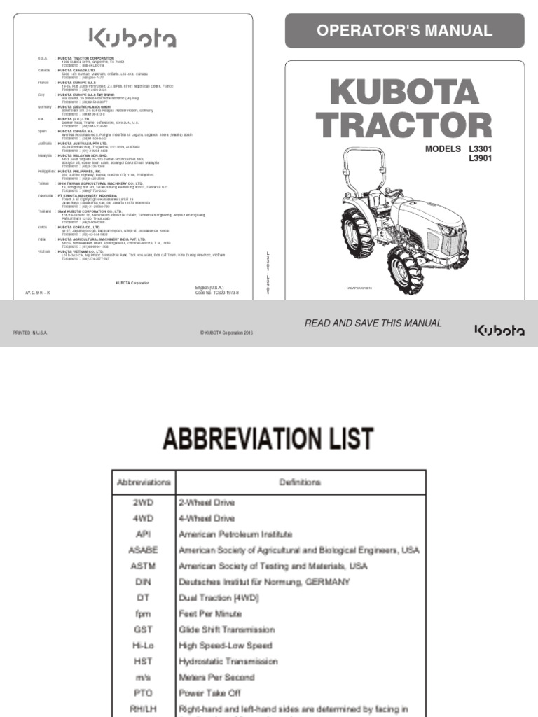 L3301 L3901 Ops Manual | PDF | Tractor | Manufactured Goods