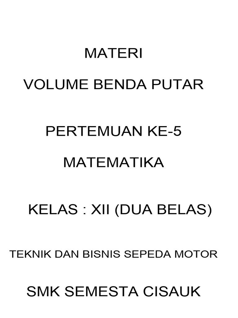 Pertemuan Ke 5 Volume Benda Putar | PDF | Metode & Bahan Ajar