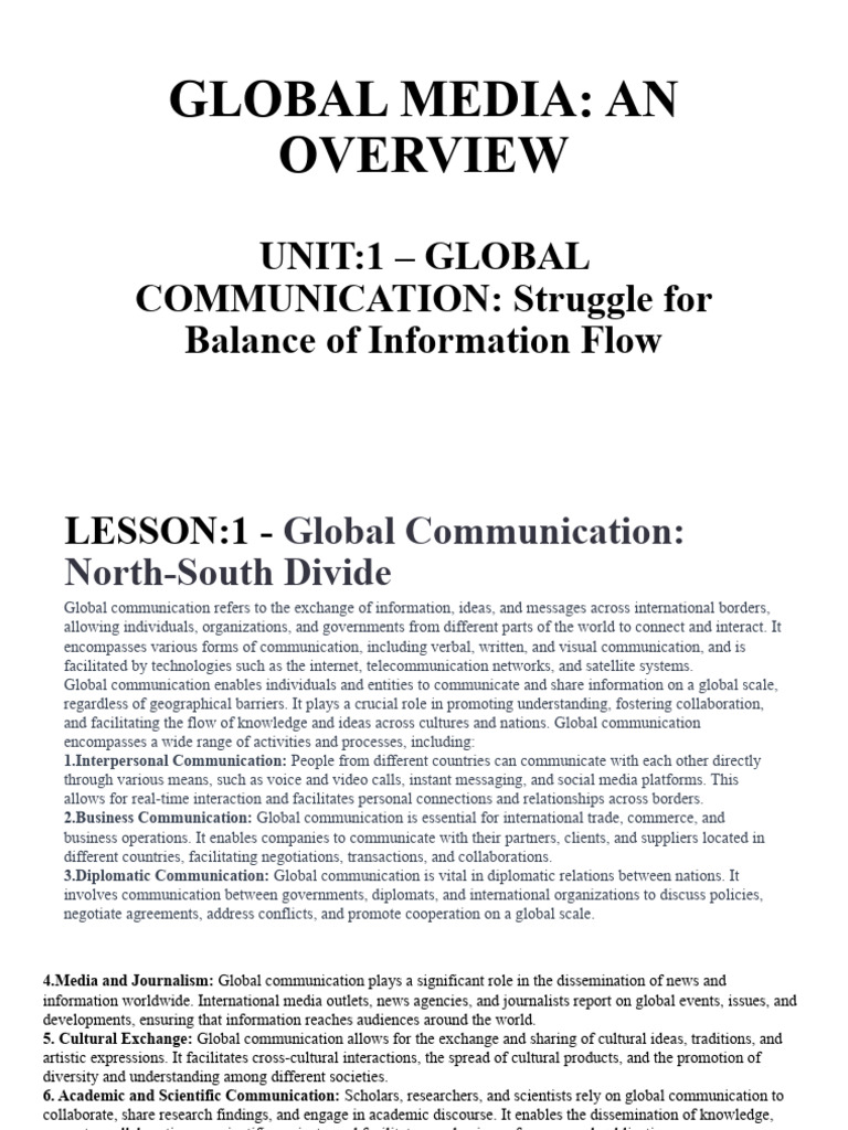 Unit1-Global Media- Gauri Gupta | PDF | News | Media (Communication)