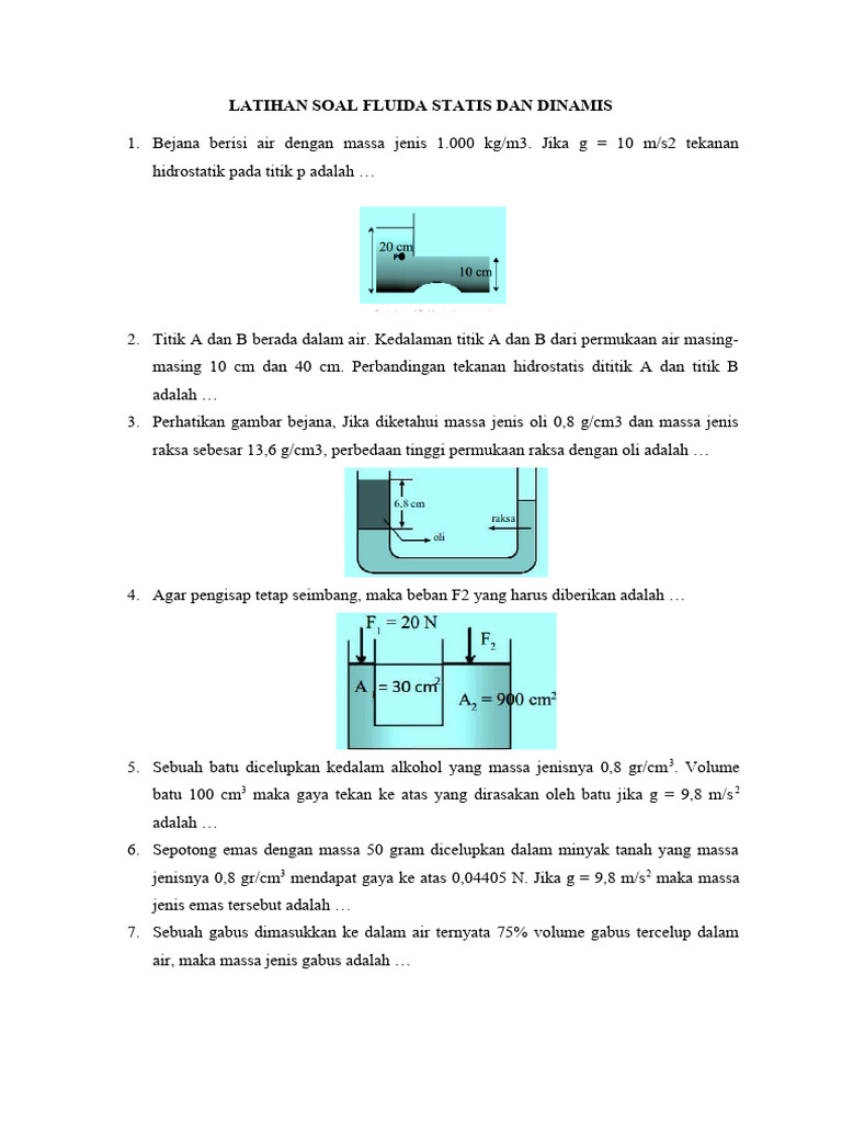 Latihan Soal Fluida Statis Dan Dinamis | PDF