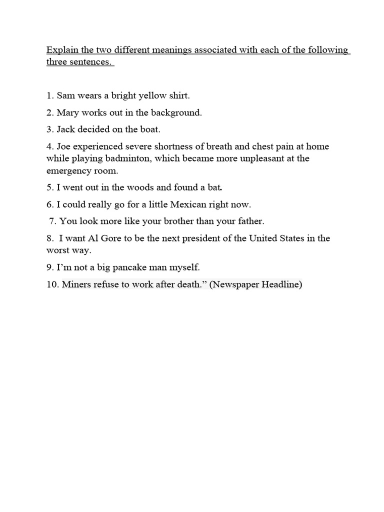 Dual Meanings in Common Sentences | PDF | Sports & Recreation