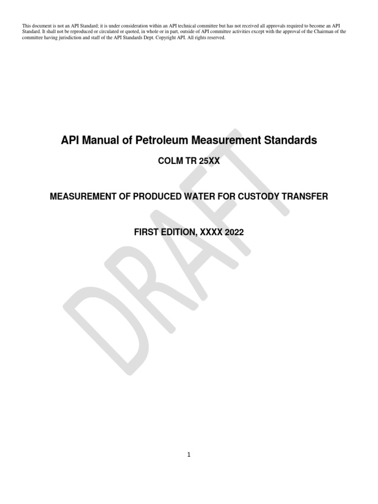API - COLM - TR 25XX - Produced Water Quantity Measurement - Ballot Draft | Download Free PDF ...