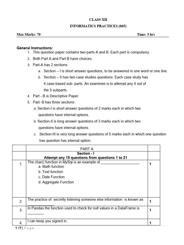 Class XII - Informatics Practices | PDF | Computer Network | Data Management