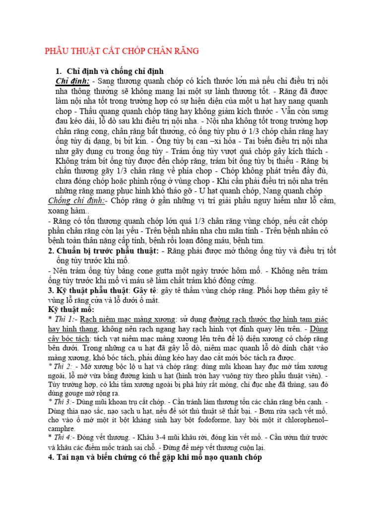 PHẪU THUẬT CẮT CHÓP CHÂN RĂNG | PDF