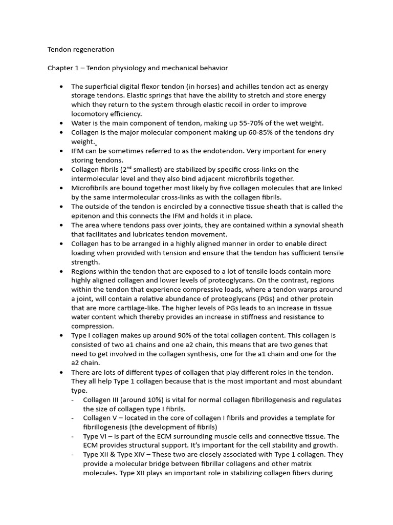 Tendon regeneration - book | PDF | Tendon | Extracellular Matrix