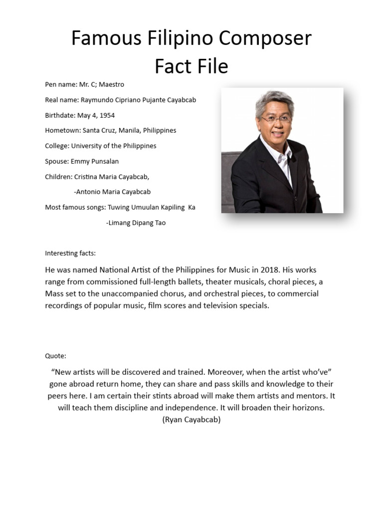 Famous Filipino Composer | PDF