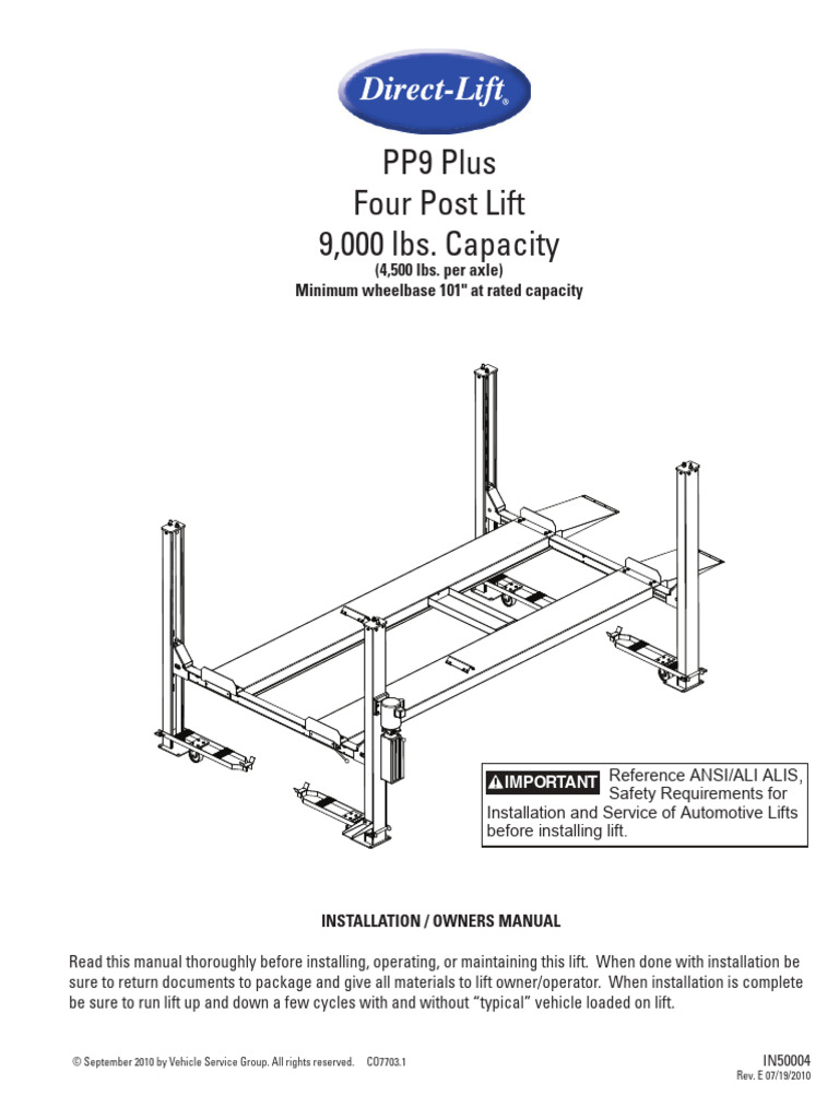 Direct Lift Pro Park 9 Plus - 2010 | PDF | Elevator | Manufactured Goods