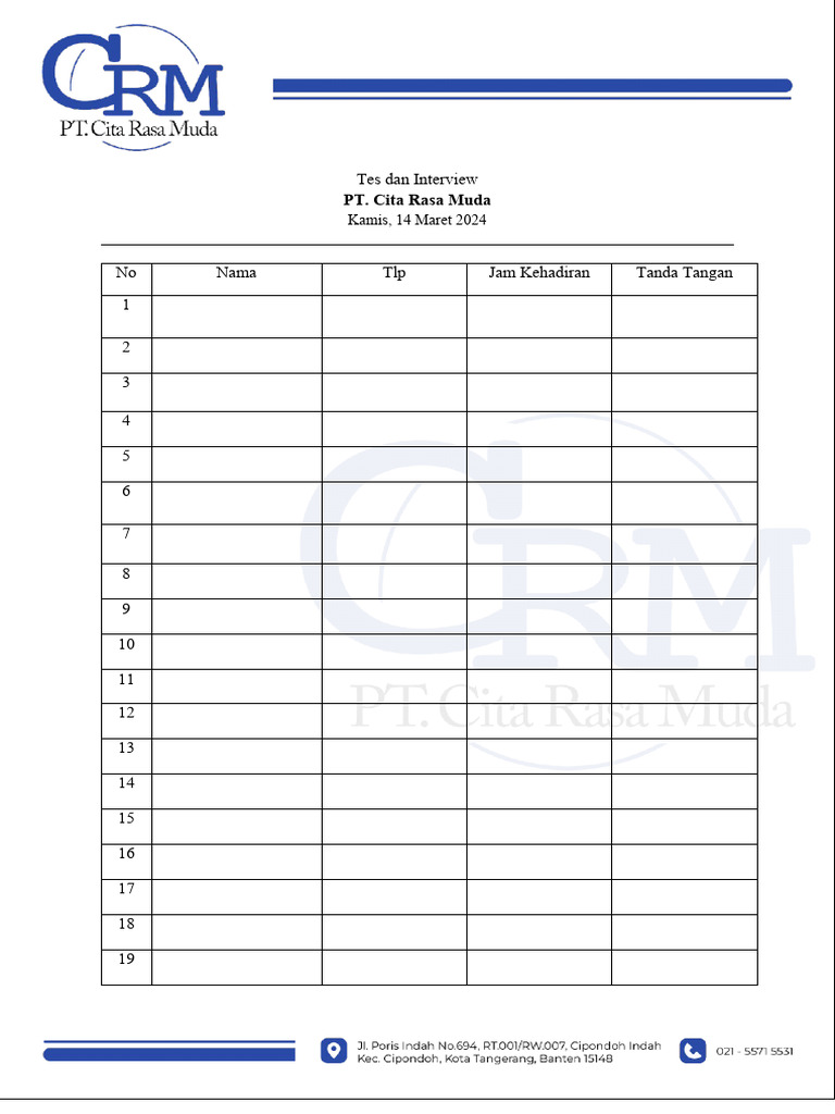 Form Absen Interview | PDF