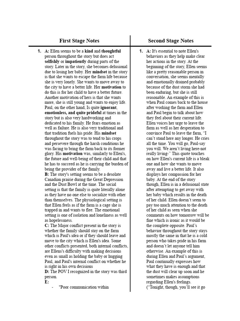 Stage Notes For - The Lamp at Noon | PDF | Solitude | Motivation