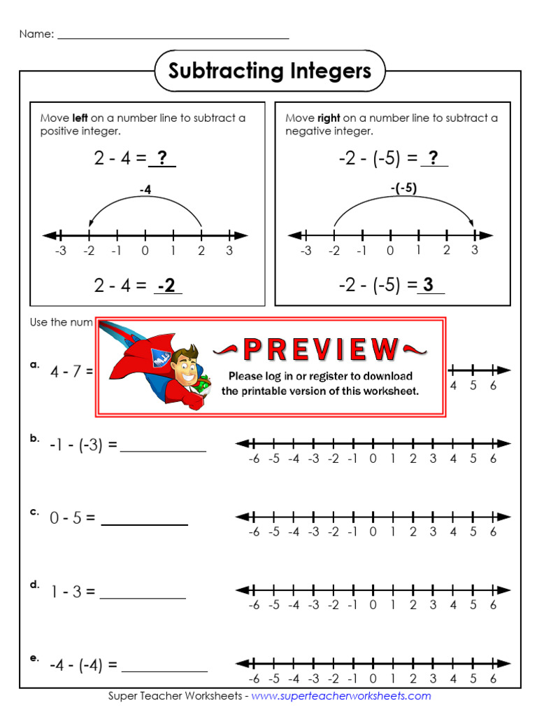 Integers Number Line Subtraction1 | PDF | Algebra | Discrete Mathematics