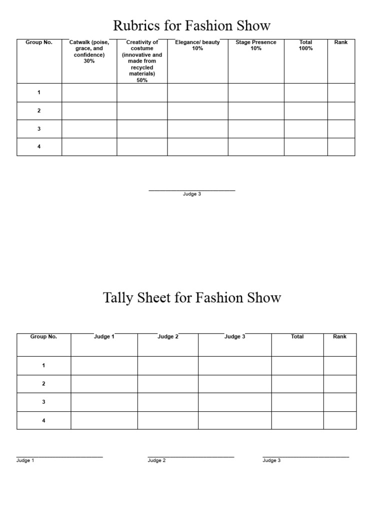 Rubrics For Fashion Show | PDF | Technology & Engineering