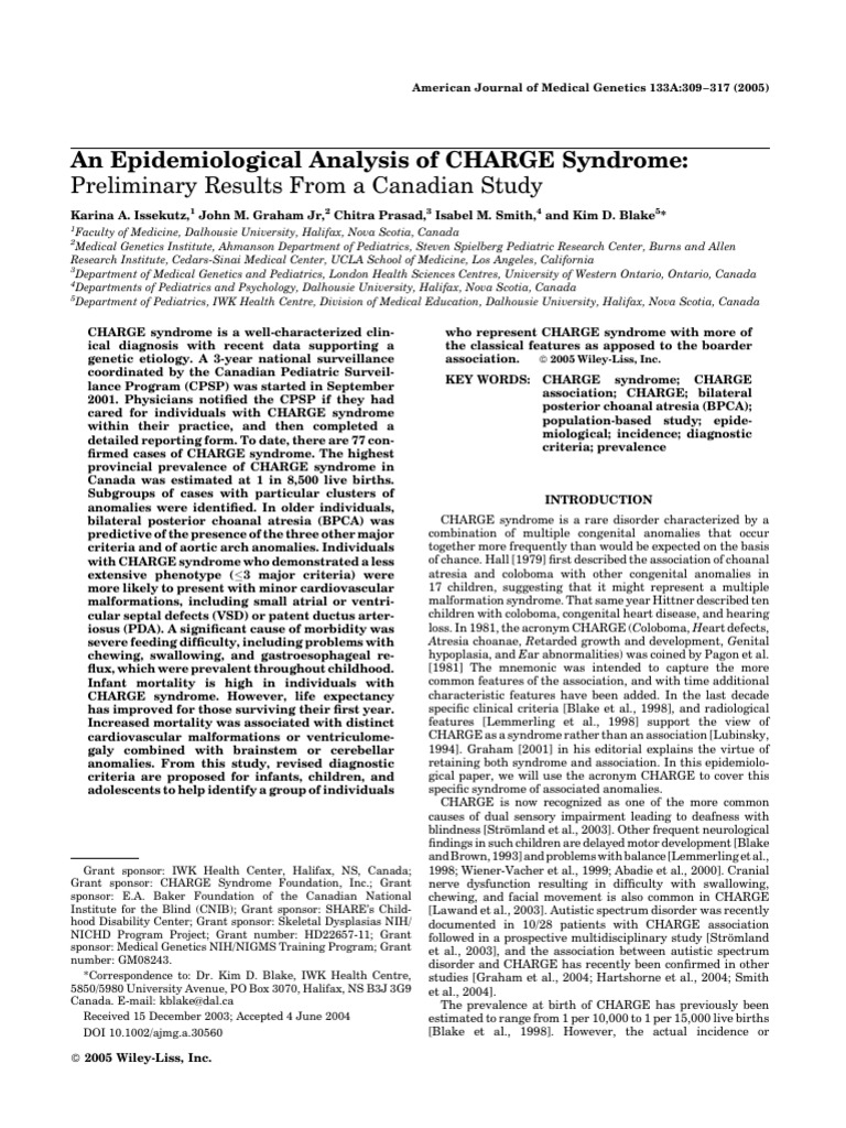 American J of Med Genetics PT A - 2005 - Issekutz - An Epidemiological ...