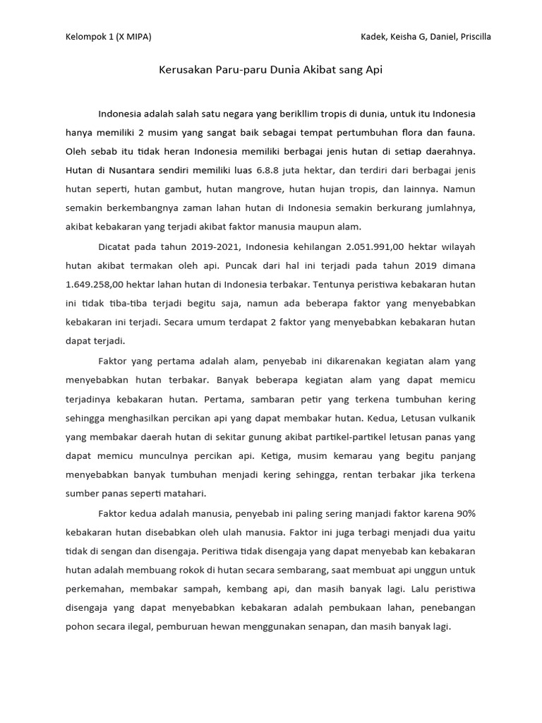 Kerusakan Paru-Paru Dunia Akibat Sang Api | PDF | Sains & Matematika