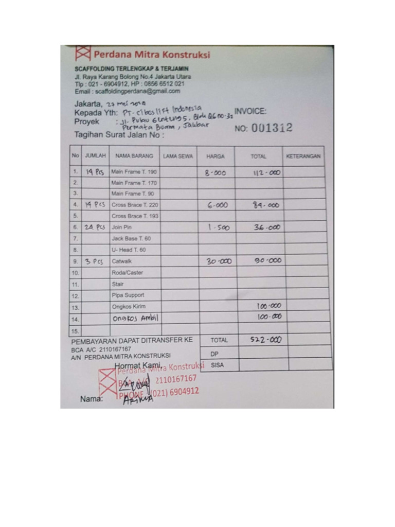 Invoice Konstruksi | PDF