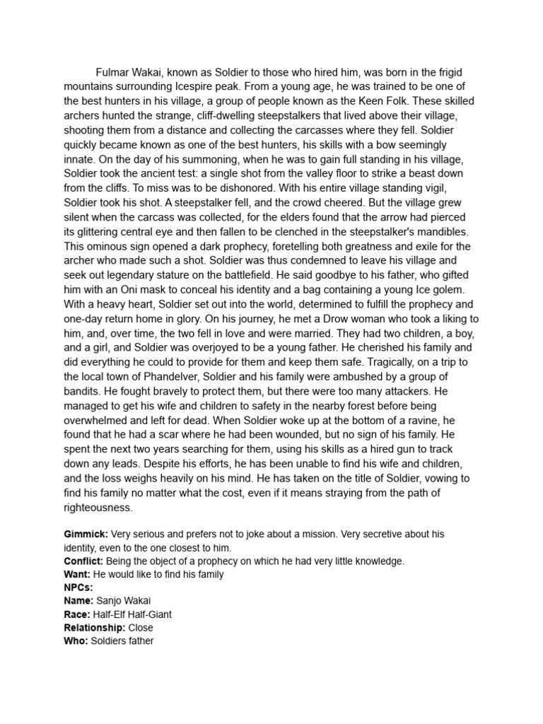 Soldiers Backstory | PDF | Bow And Arrow | Archery