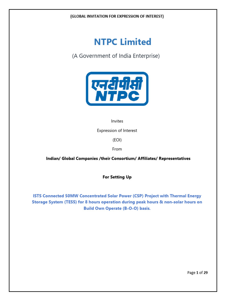 NTPC Green Project For SOLAR | PDF | Solar Power | Power (Physics)