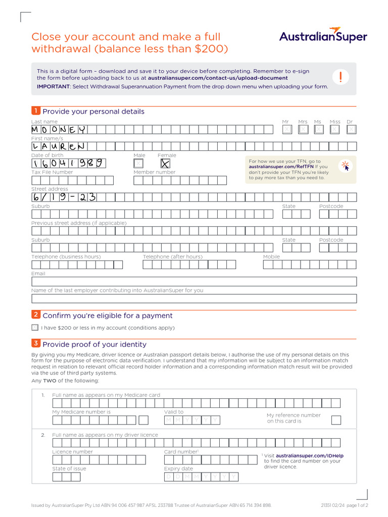 Close AustralianSuper Account Under $200 | PDF
