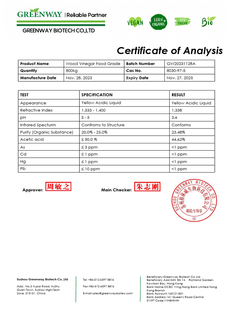 COA Wood Vinegar | PDF