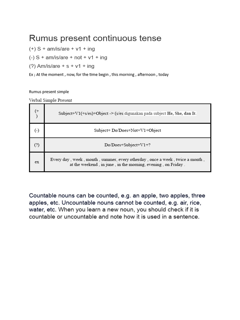 Rumus Present Continuous Tense | PDF