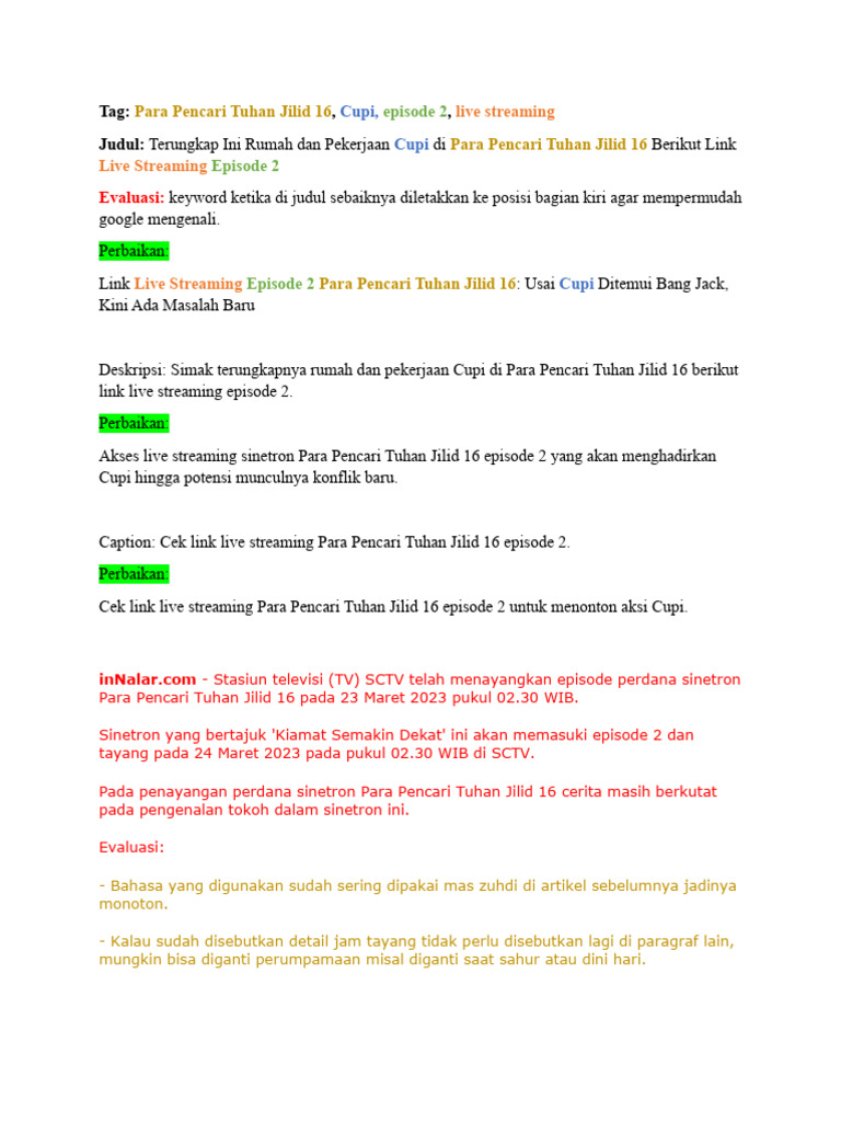 Evaluasi Konten PPT Mas Zuhdi | PDF