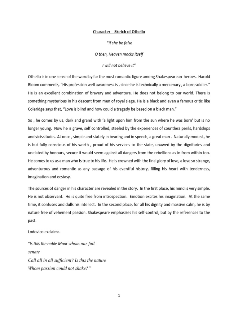 Othello Character Sketches and Analysis | PDF | Othello | Iago