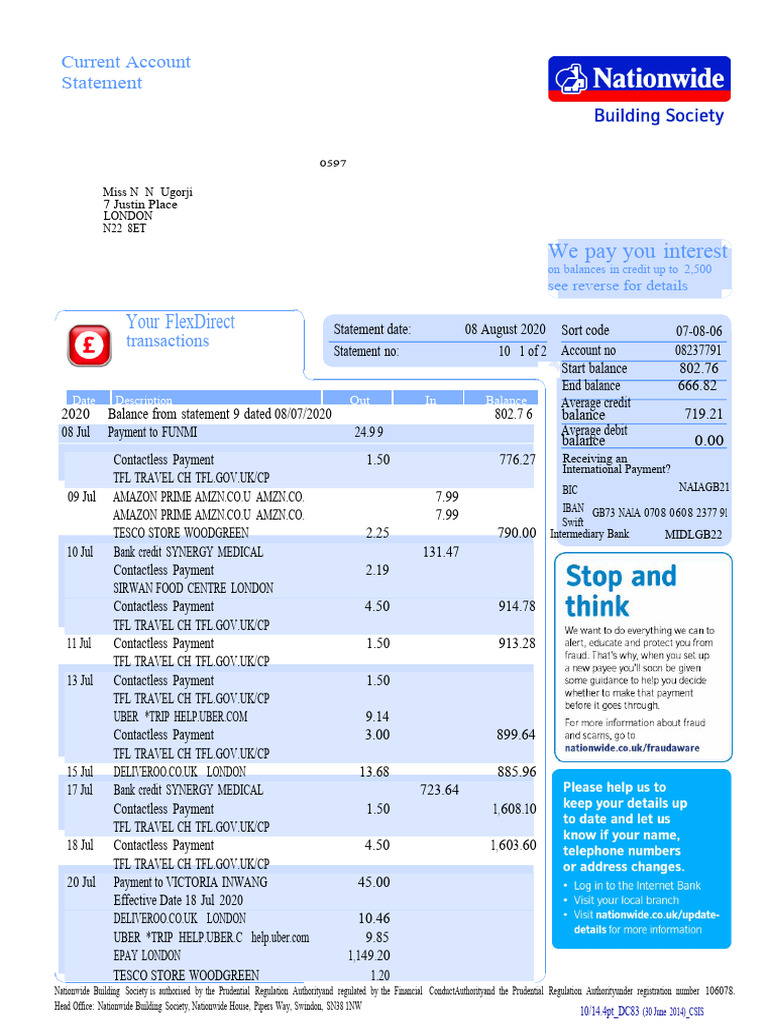 Statement document | PDF | Transaction Account | Overdraft